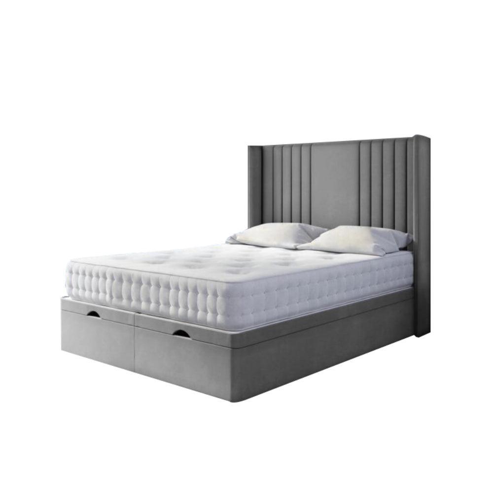 Dior Wingback Ottoman Divan Bed with Floor Standing Headboard & Mattre ...